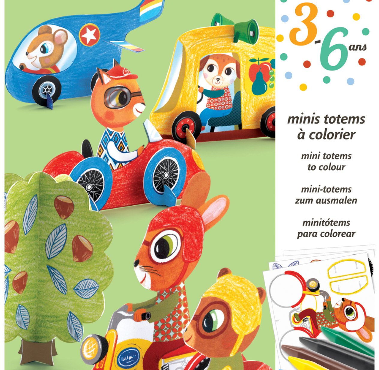 Mini Totems à colorier - Vroum Vroum Djeco pour chambre enfant - Les ...
